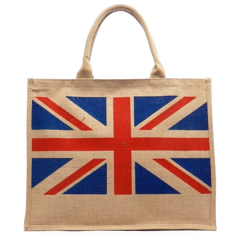 Union Jack Jute Tote FW-BR101 > Tote Bags > Mezon Handbags