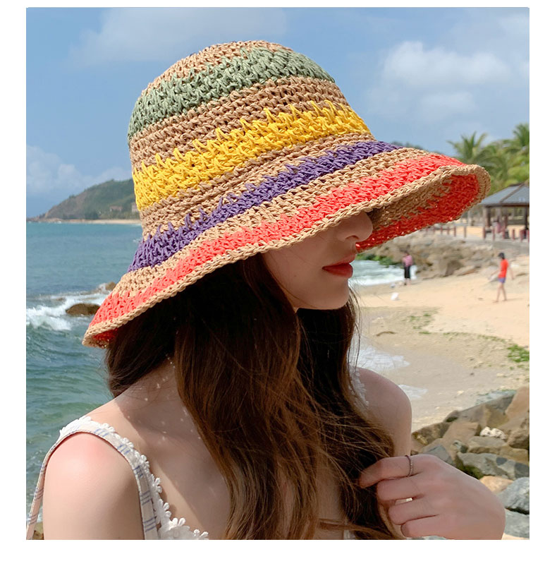 Multi Color Foldable Beach Straw Sun Hat > Straw Hats, Summer Hat ...