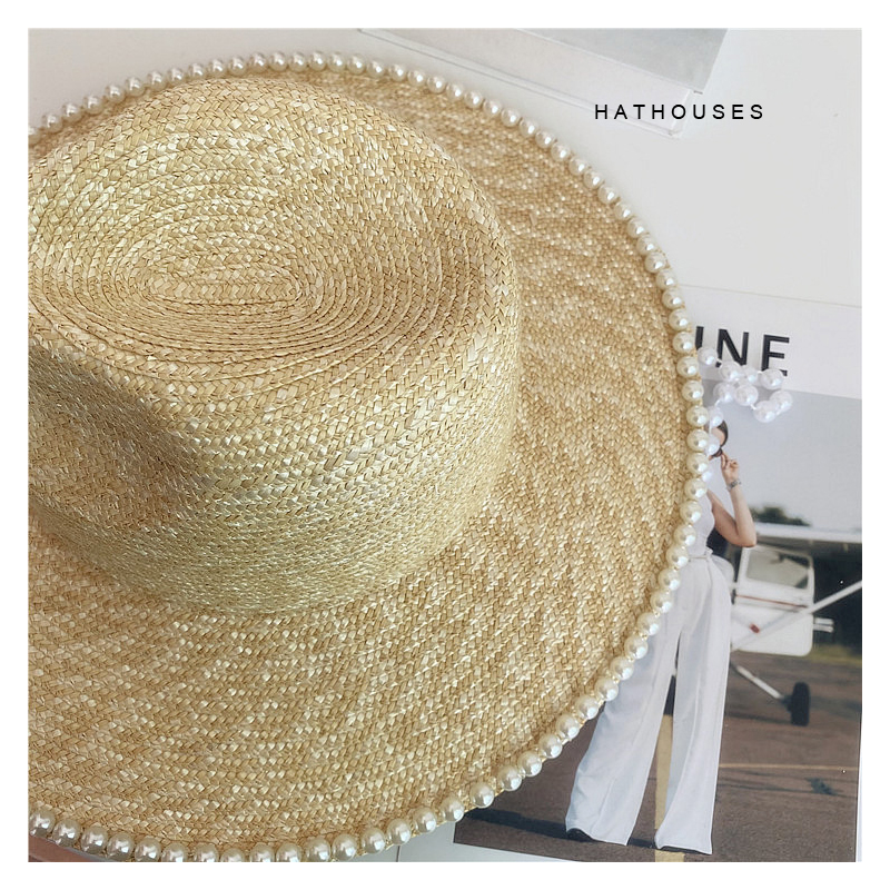 Pearl Large Brim Straw Hat > Straw Hats, Summer Hat > Mezon Handbags