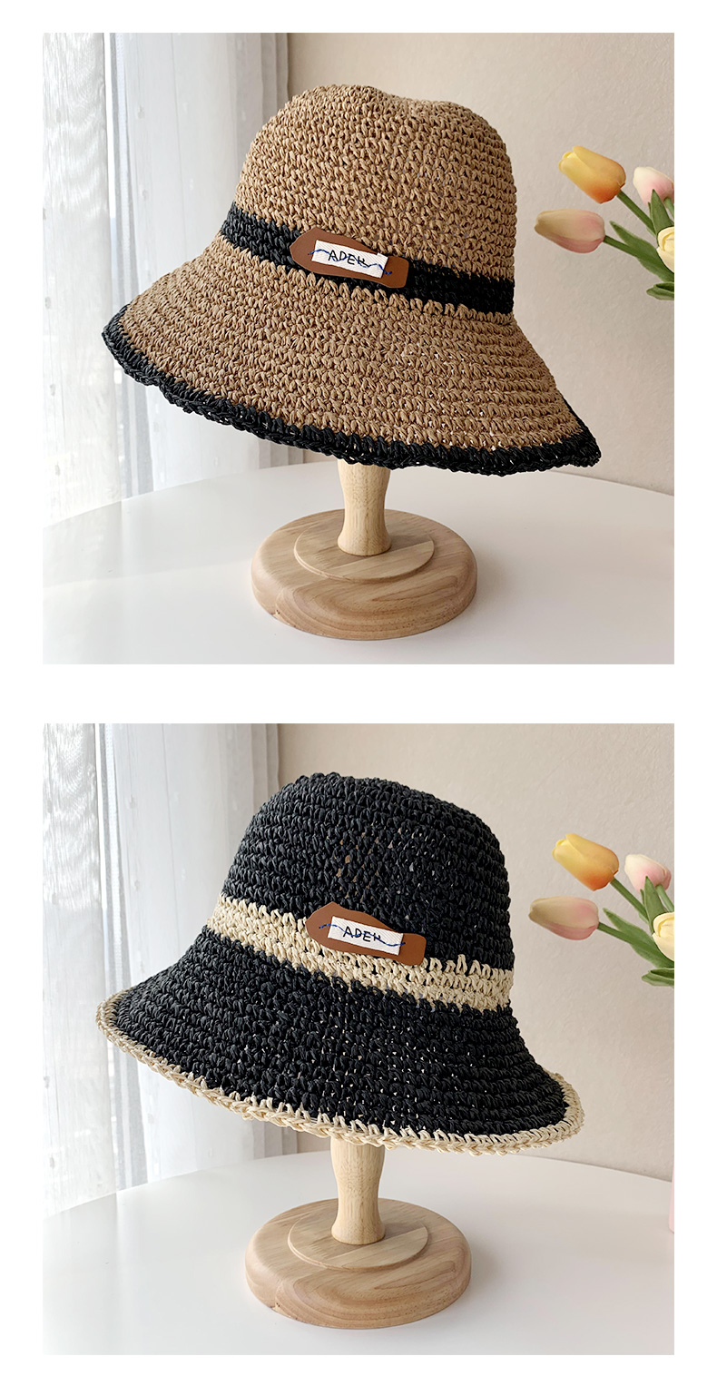 2-Tone Sun Bucket Straw Hats > Straw Hats, Summer Hat > Mezon Handbags