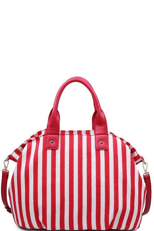 LUXURY BALI STRIPED CANVAS FASHION SATCHEL WITH LONG STRAP JY-17441ML ...