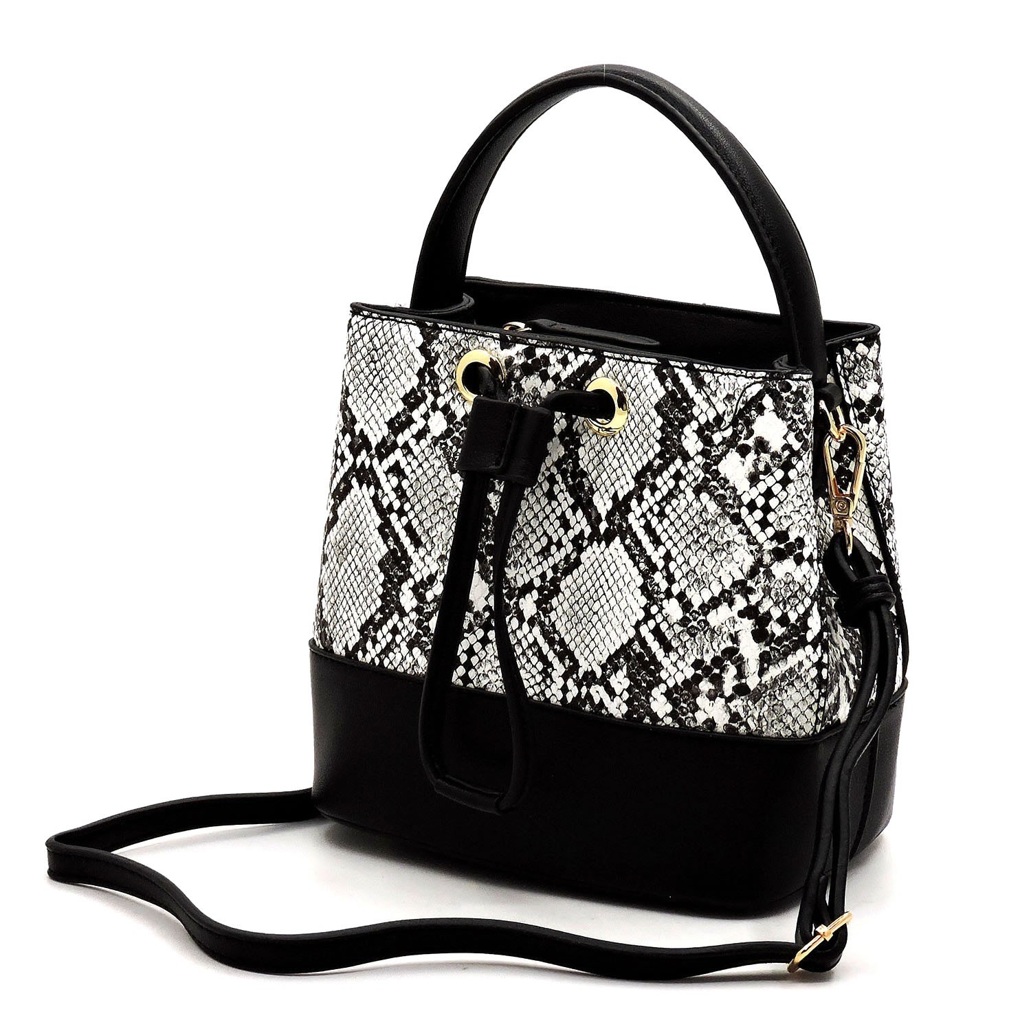Medium Snake Print Drawstring Satchel Shoulder Bag FW-SL1098 > Animal ...