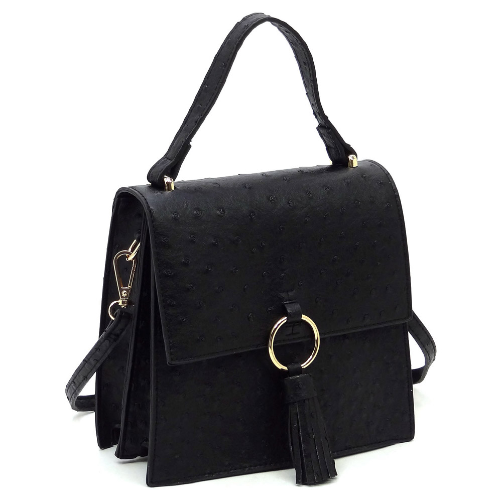 Ostrich Flap Crossbody Satchel Purse > Satchel > Mezon Handbags