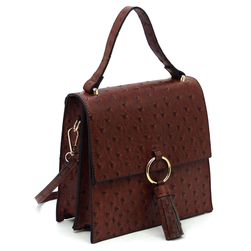 Ostrich Flap Crossbody Satchel Purse > Satchel > Mezon Handbags