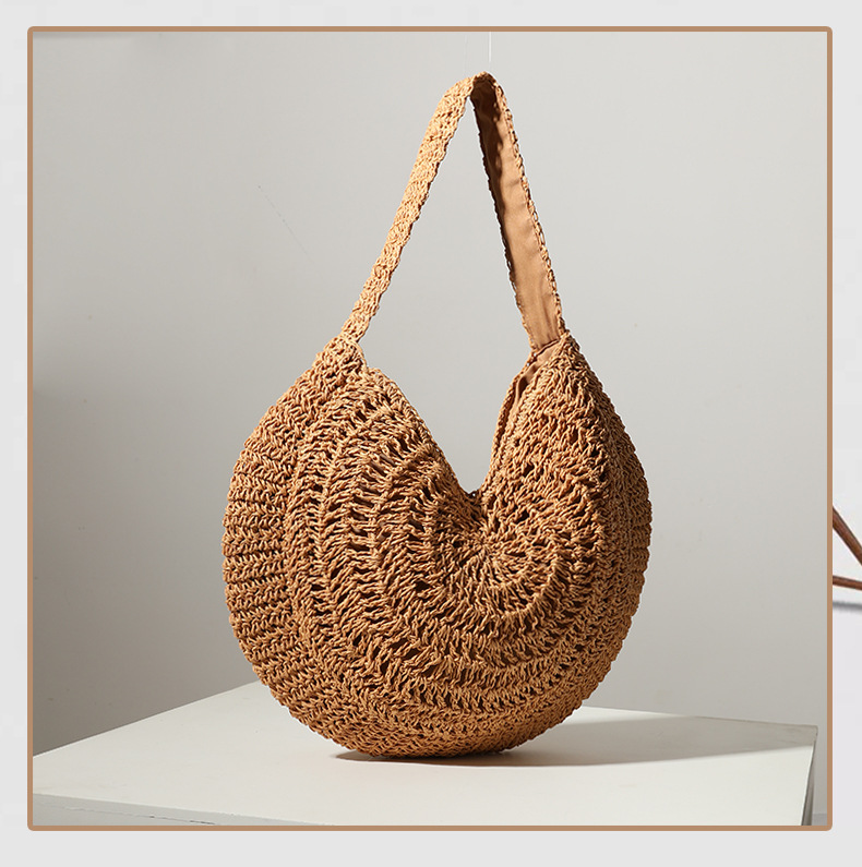 Circled Pattern Straw Round Tote MH-PP6671 > Boutique Handbags > Mezon ...