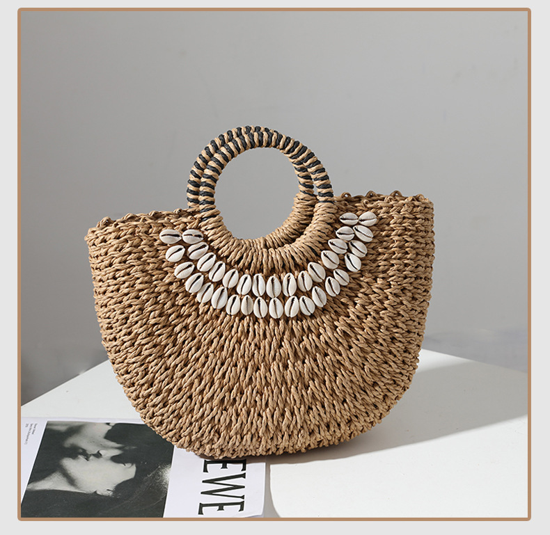 Shell Decor Straw Bag > Straw Bags > Mezon Handbags
