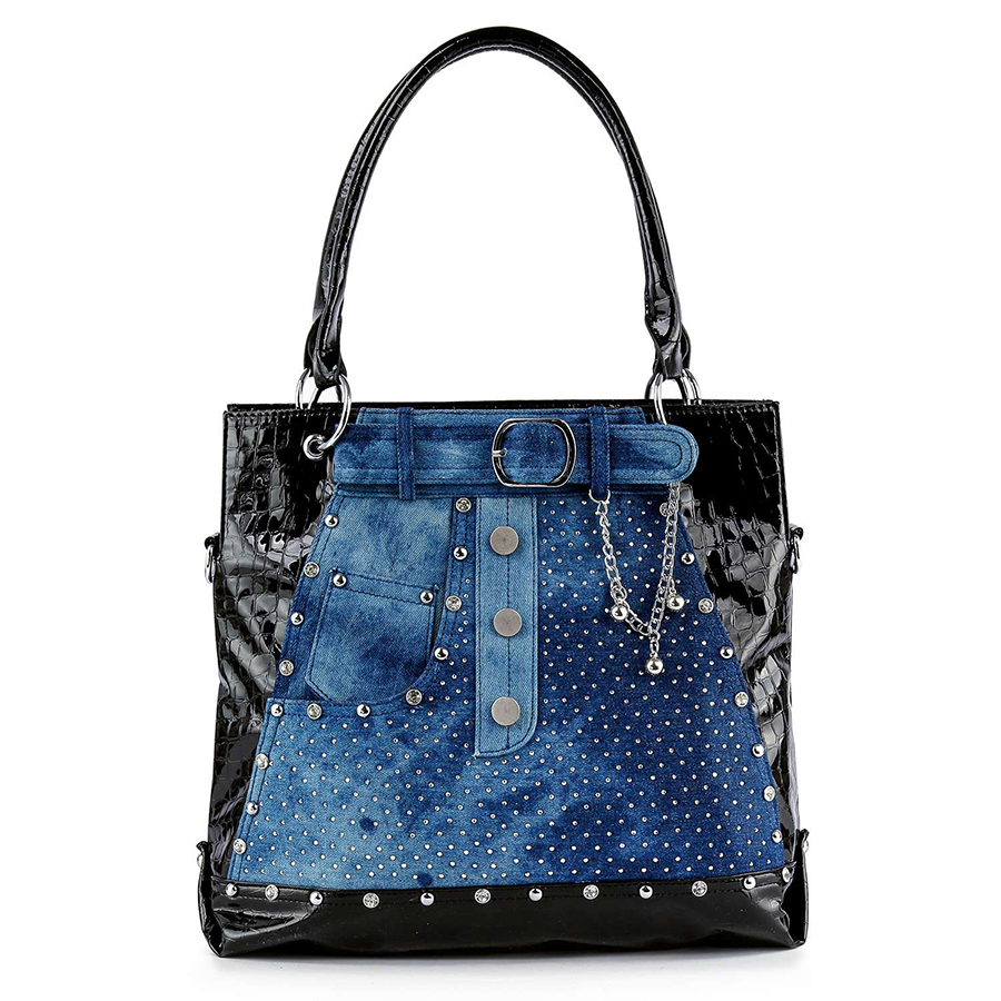 Belted Jean Design Tote Handbag > Fashion Handbags > Mezon Handbags