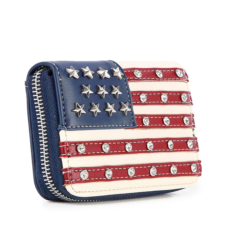 American Flag Petite Zip Around Wallet > Rhinestone Bags > Mezon Handbags