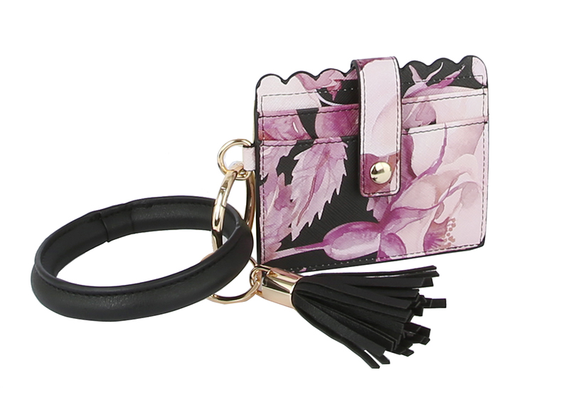 Flower Print Ring Handcuff Card Holder Wallet > Wallets > Mezon Handbags