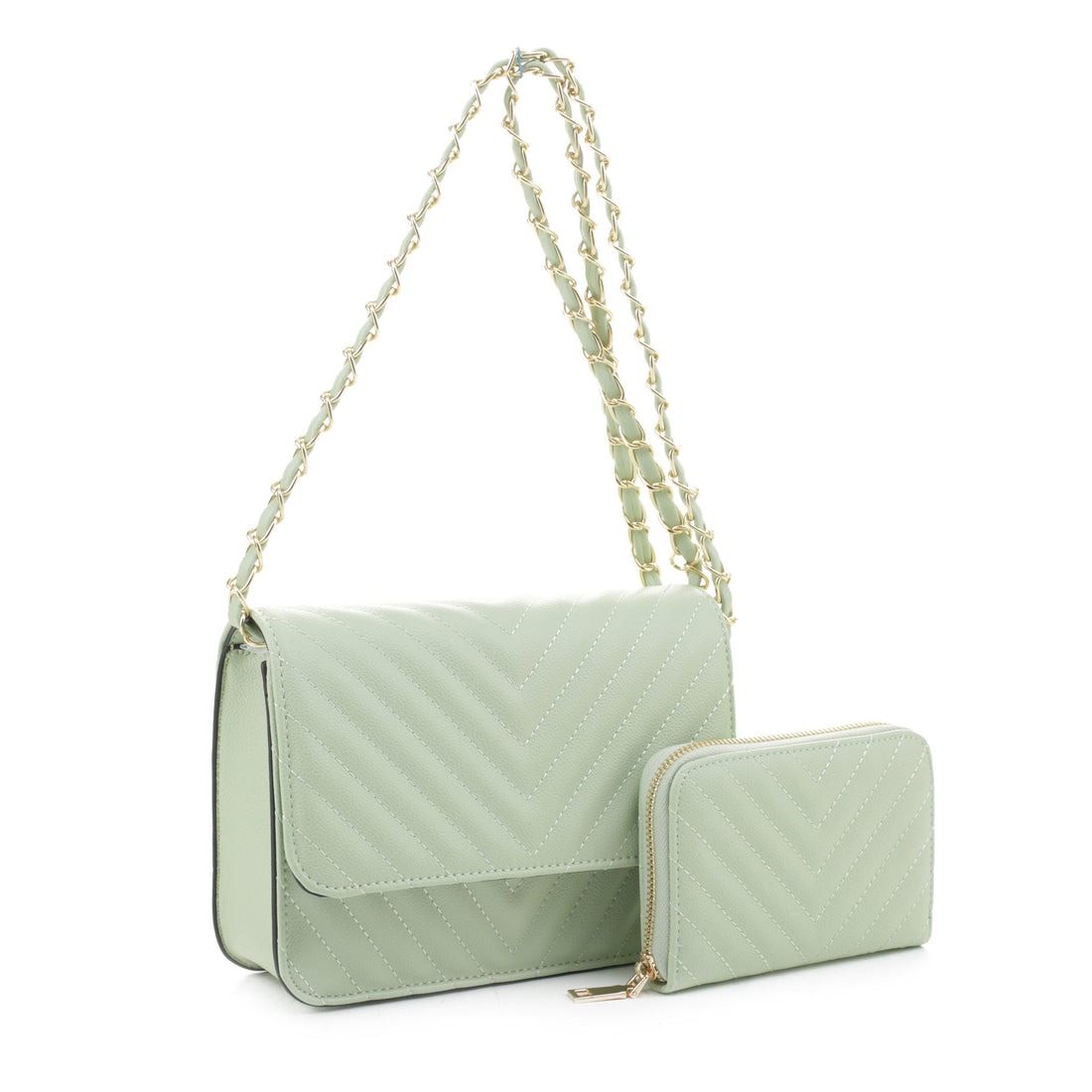 2-in-1 Quilted Chevron Crossbody Set With Wallet > Shoulder Bags ...