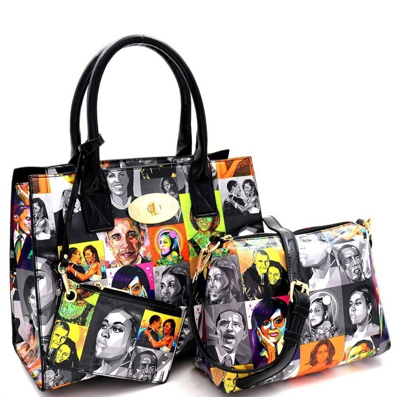3 in 1 Turn-Lock Pop Art Magazine Print Deco Satchel MH-HG0083-3S ...