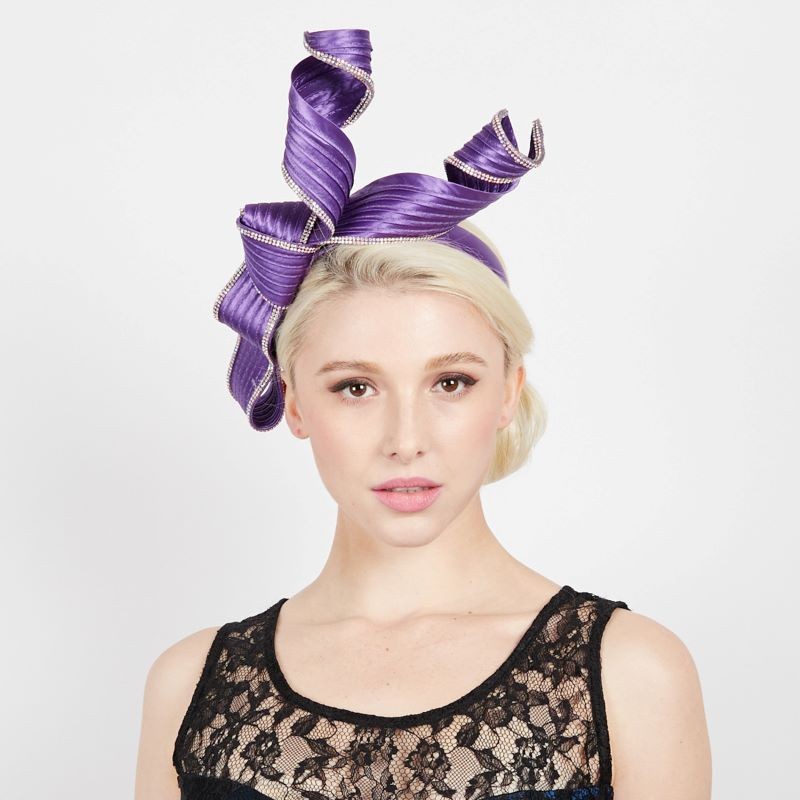 Unique Fascinator with Satin Bow RHINESTONE Trimmed MEZ2366 ...