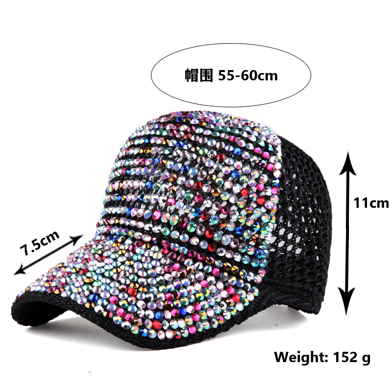 Colorful Rhinestone Mesh Baseball Cap > Hats , Caps > Mezon Handbags