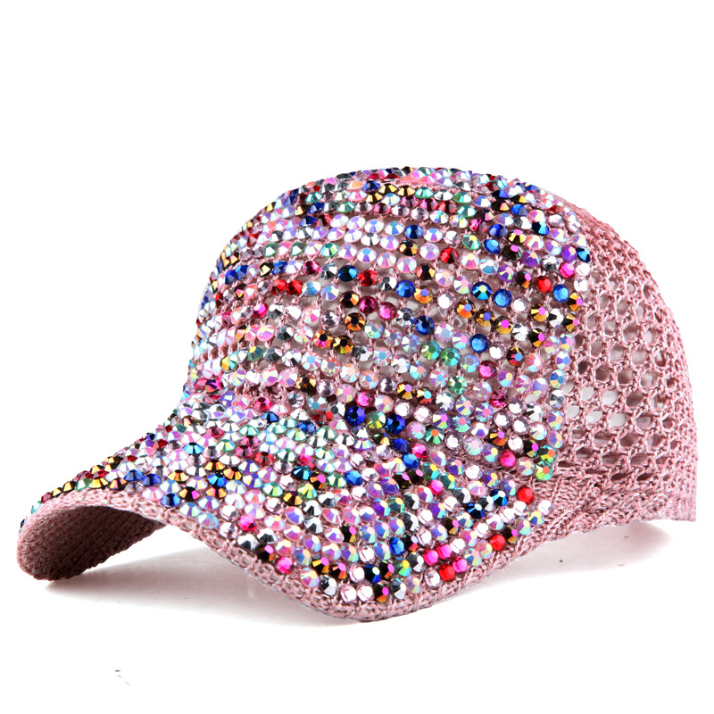 Colorful Rhinestone Mesh Baseball Cap > Hats , Caps > Mezon Handbags