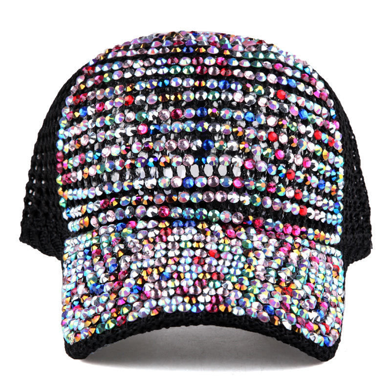 Colorful Rhinestone Mesh Baseball Cap > Hats , Caps > Mezon Handbags