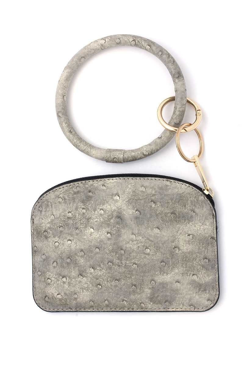 KEY RING FAUX OSTRICH PRINT POUCH JY-FK0153 > Croc & Animal Print ...