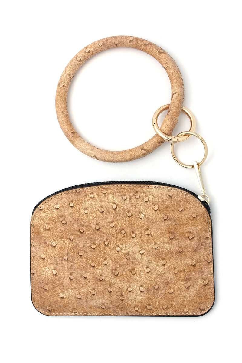 KEY RING FAUX OSTRICH PRINT POUCH JY-FK0153 > Croc & Animal Print ...