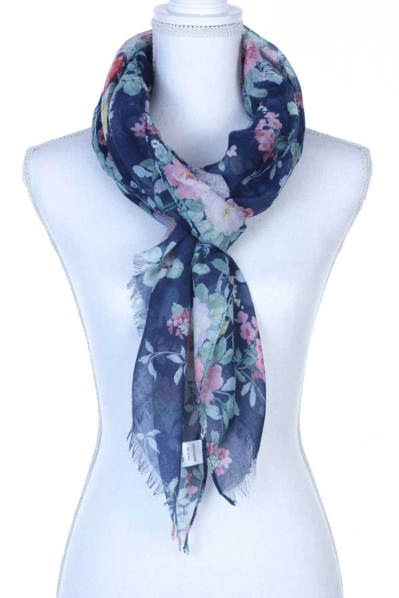 FLORAL PATTERN SHEER LONG SCARF JY-EASC5070 > Scarves > Mezon Handbags