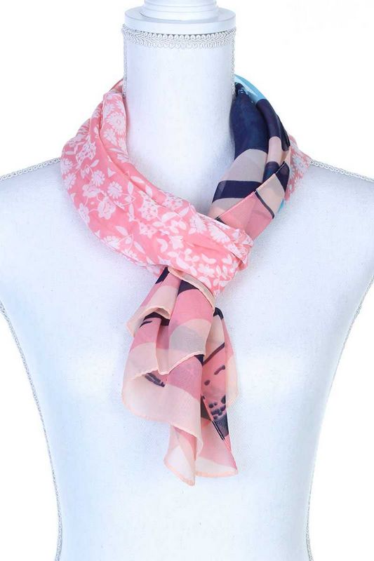 COLOR BLOCK SHEER LONG SCARF JY-EASC9322 > Scarves > Mezon Handbags