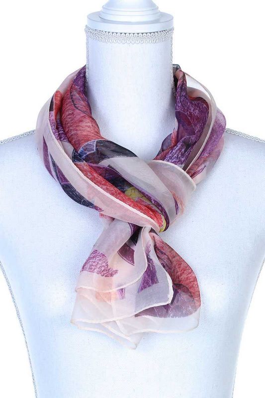 FEATHER PATTERN SHEER LONG SCARF JY-SPOS4915 > Scarves > Mezon Handbags