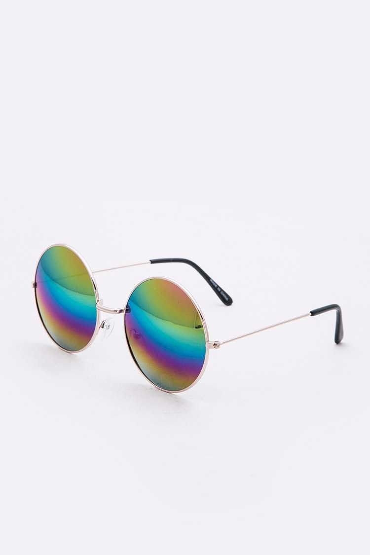 Pack of 12 Rainbow Tint Round Sunglasses Set LA-689RB > Mezon Handbags