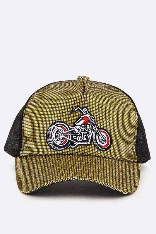Motorcycle Patch Glitter Trucker Hat LA-EMH0940Z > Hats , Caps > Mezon ...