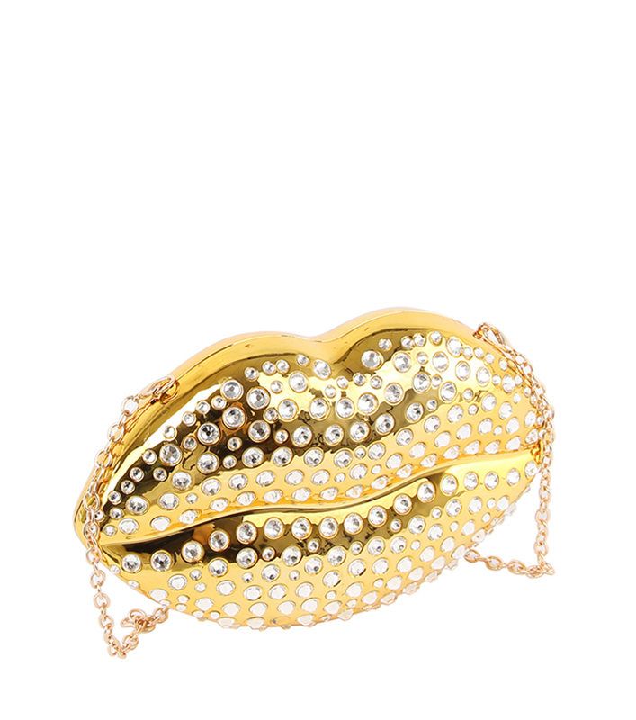 Rhinestone Metallic Lips Clutch Crossbody Bag > Fashion Handbags ...