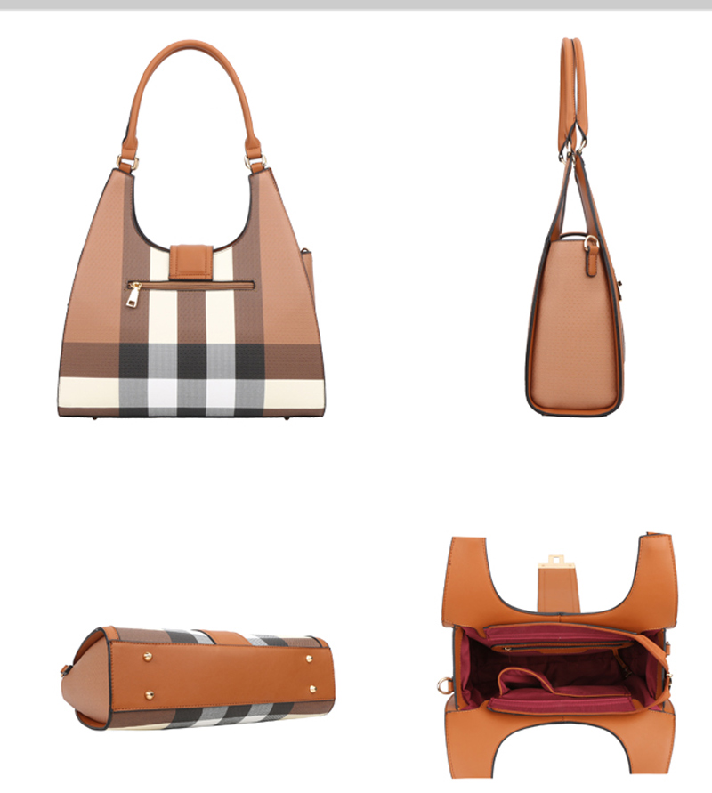 Plaid Checker 2 in-1 Tote Set > Satchel > Mezon Handbags