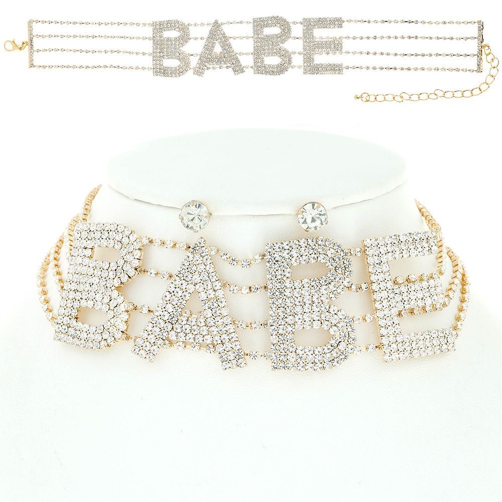 UNIQUE WORD CHOKER BABE SLN4700 > Fashion Necklaces > Mezon Handbags
