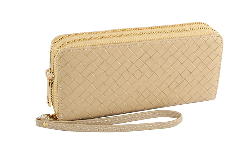 Woven Dual Zipper Wallet with Hand Strap > Wallets > Mezon Handbags