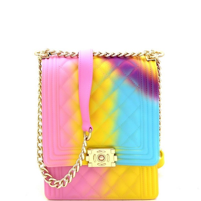 2-Way Quilted Rainbow Jelly Chain Shoulder Bag MH-YXSF0012 > Shoulder ...