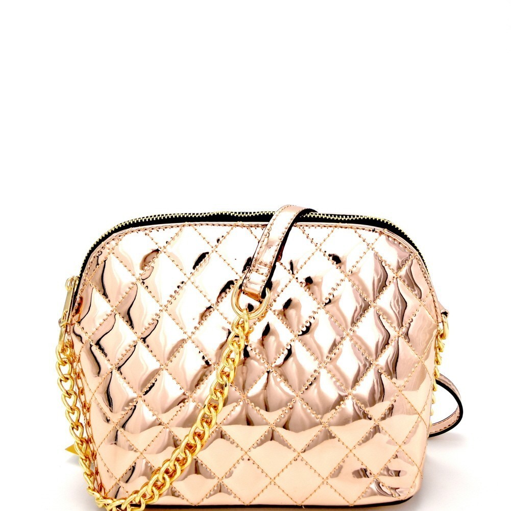 Dome-Shaped Quilted Metallic Cross Body MH-EW2165 > Messenger Bags ...
