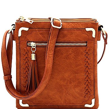 Modish Braided Tassel Accent Multi-Compartment Cross Body MH-BW2134A ...