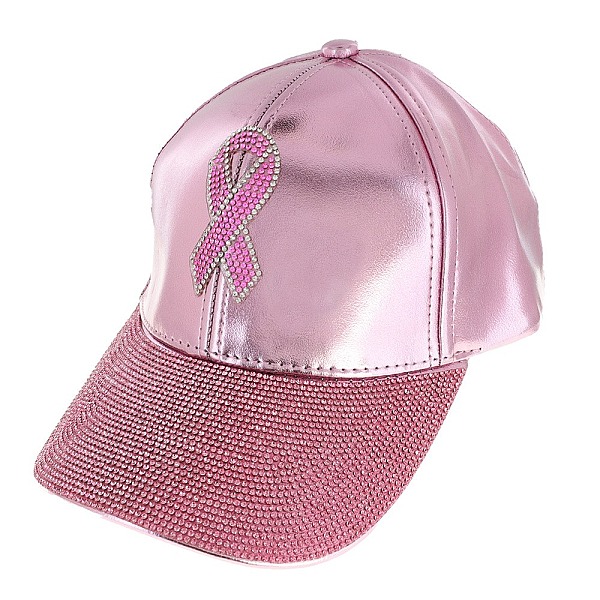 Pink Ribbon Crystal Embellished Fashion Cap MEZ8032 > Rhinestone Hats ...