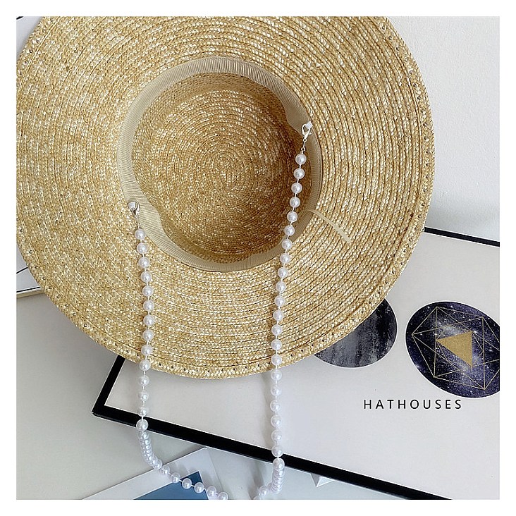 Pearl Large Brim Straw Hat > Straw Hats, Summer Hat > Mezon Handbags