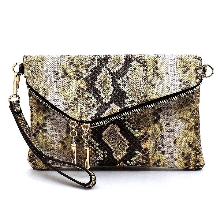 Asymmetrical Multi-Color Snake Print Flap Clutch Shoulder Bag FW-SLM023 ...