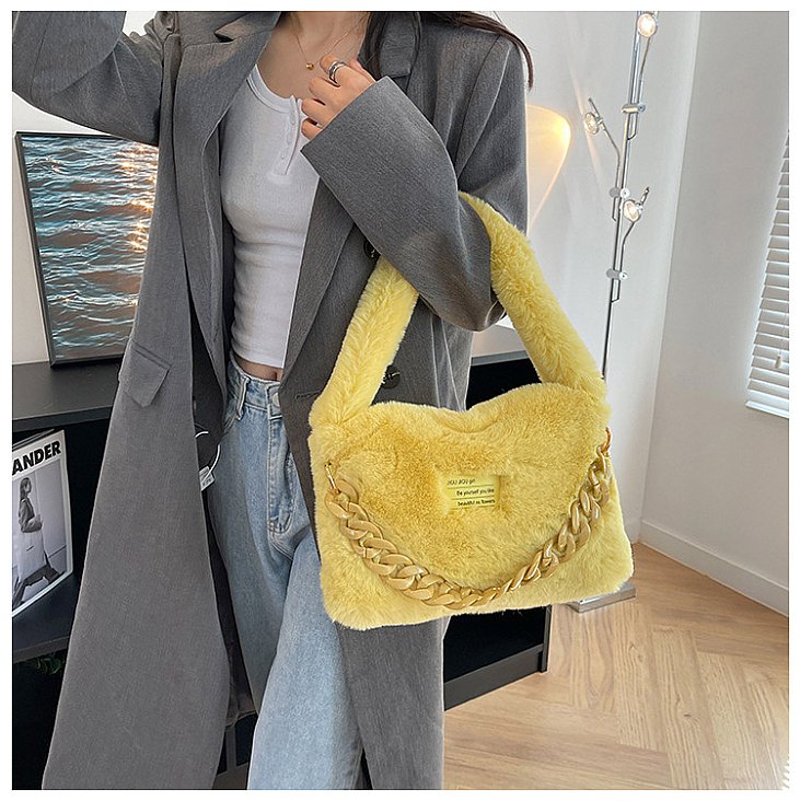 Love Message Plush Furry Hobo / Shoulder Handbags > Hobo > Mezon Handbags