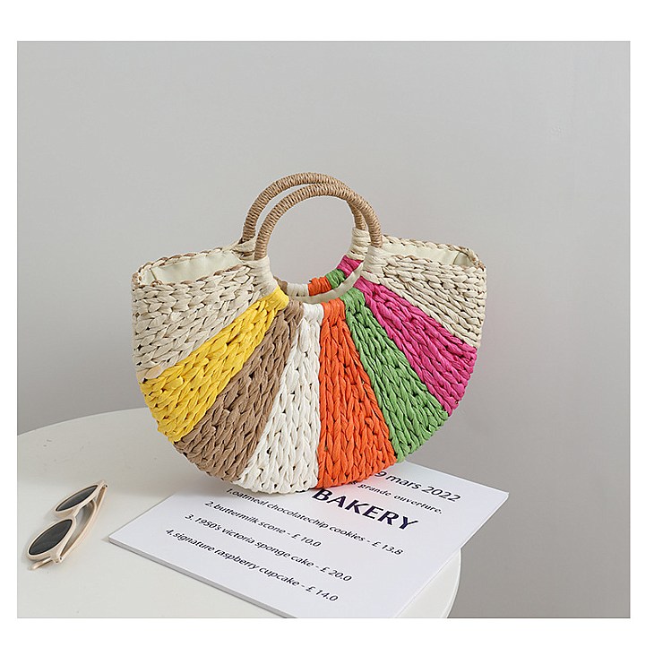 Multi Color Straw Beach Bags > Straw Bags > Mezon Handbags