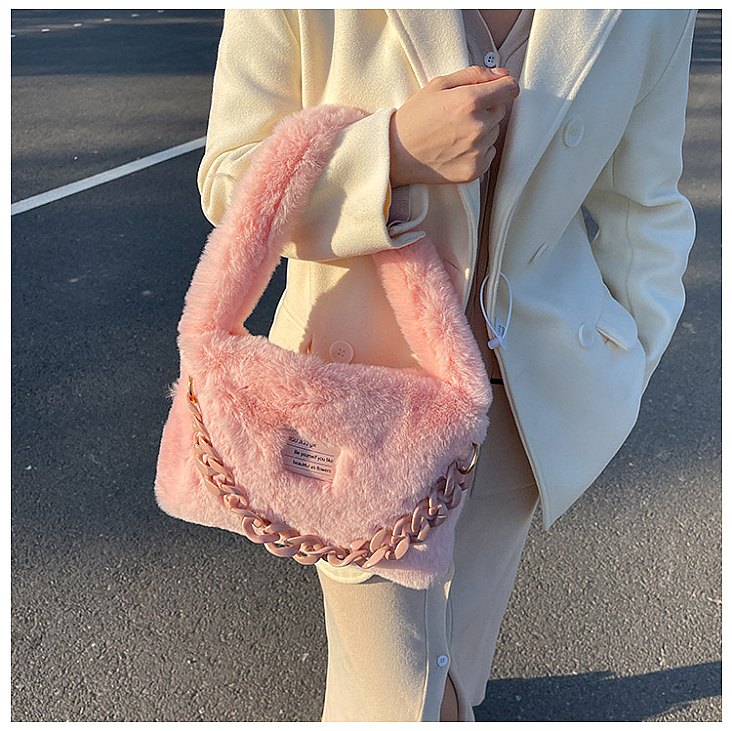 Love Message Plush Furry Hobo / Shoulder Handbags > Hobo > Mezon Handbags