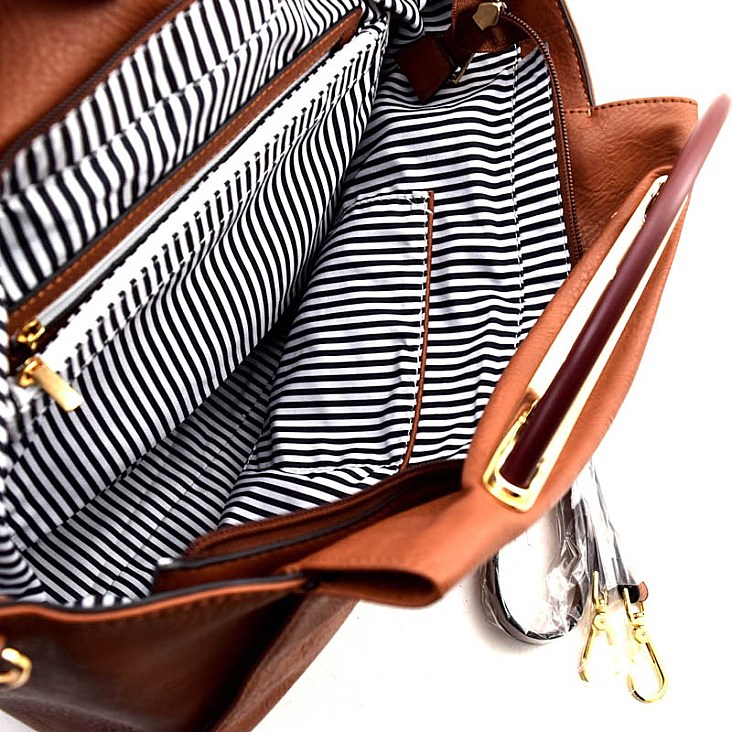 LB102-LP Wooden Handle Accent Soft Satchel > Boutique Handbags > Mezon ...