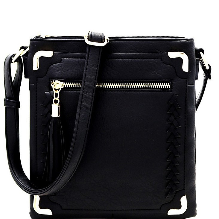 Modish Braided Tassel Accent Multi-Compartment Cross Body MH-BW2134A ...