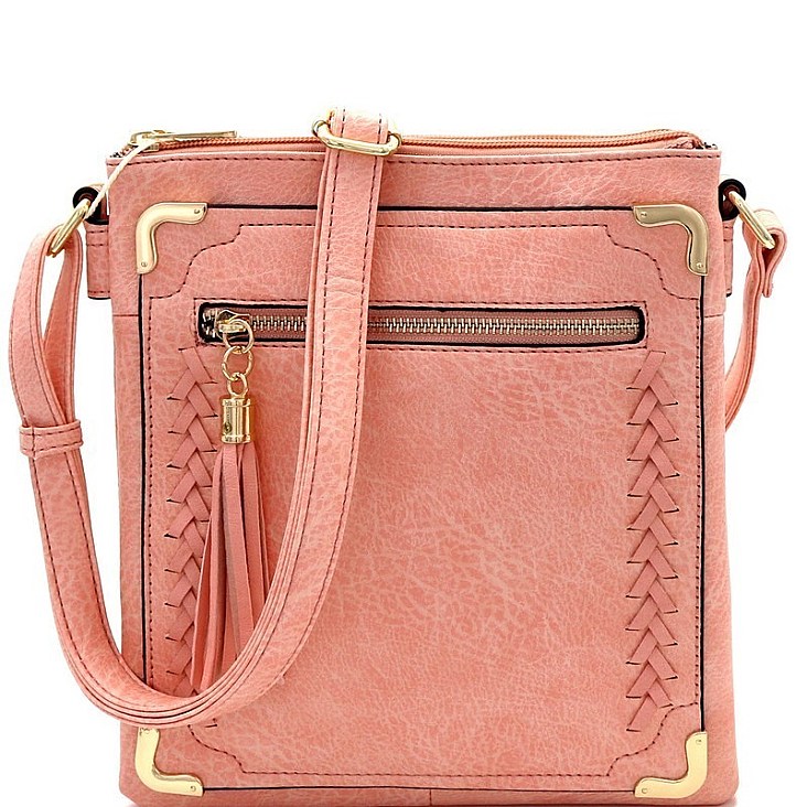 Modish Braided Tassel Accent Multi-Compartment Cross Body MH-BW2134A ...
