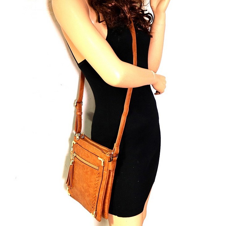 Modish Braided Tassel Accent Multi-Compartment Cross Body MH-BW2134A ...